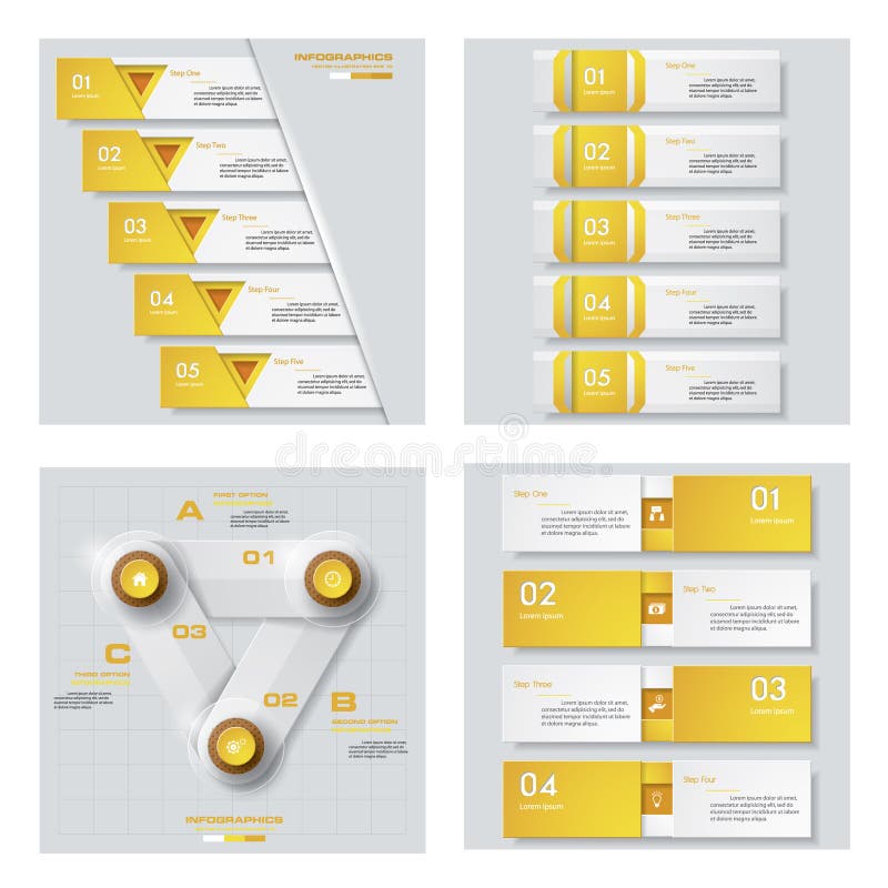 Collection of 4 Yellow Color Template/graphic or Website Layout. Vector ...