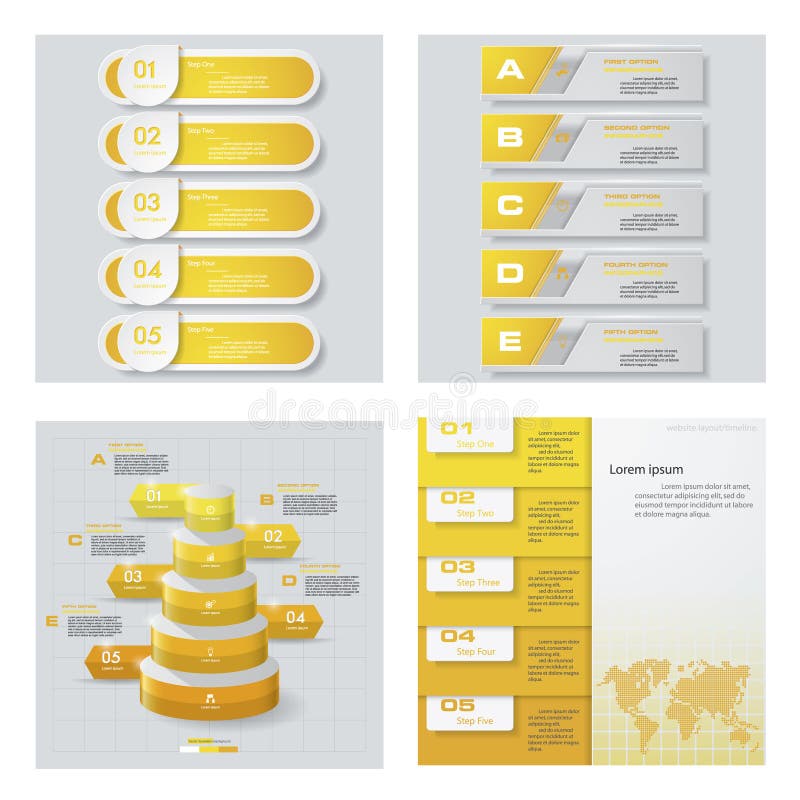 Collection of 4 Yellow Color Template/graphic or Website Layout. Vector ...