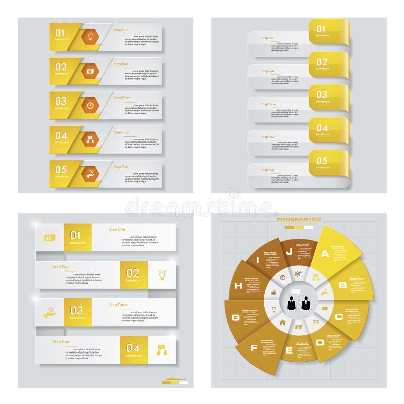 Collection of 4 Yellow Color Template/graphic or Website Layout. Vector ...