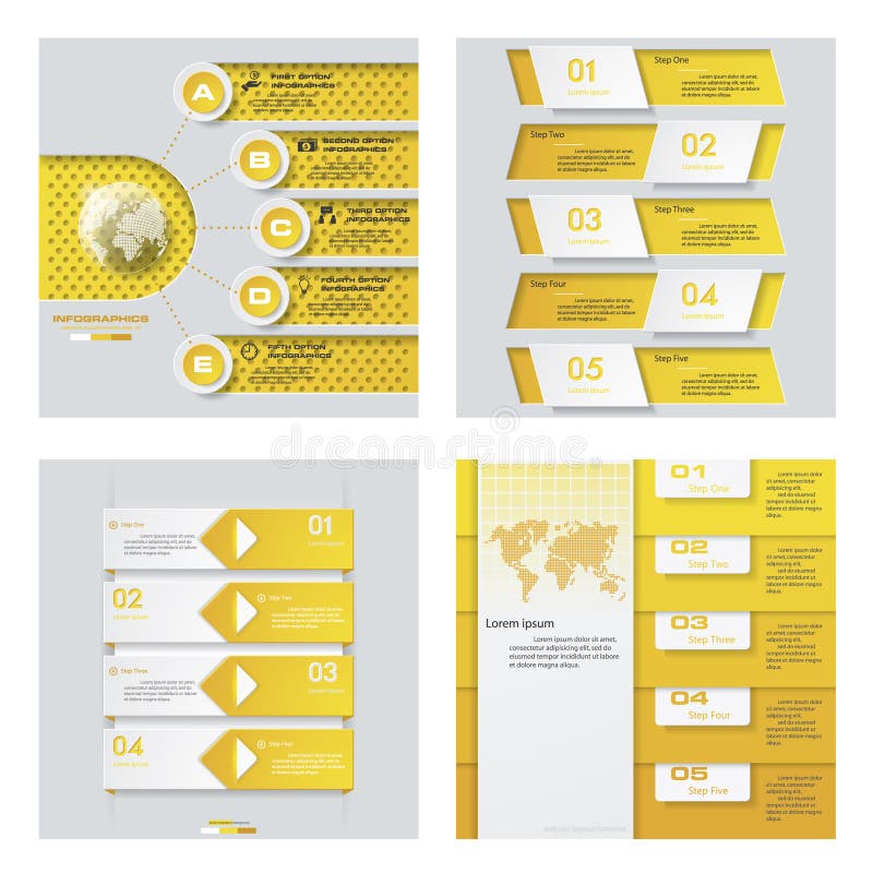 Collection of 4 Yellow Color Template/graphic or Website Layout. Vector ...