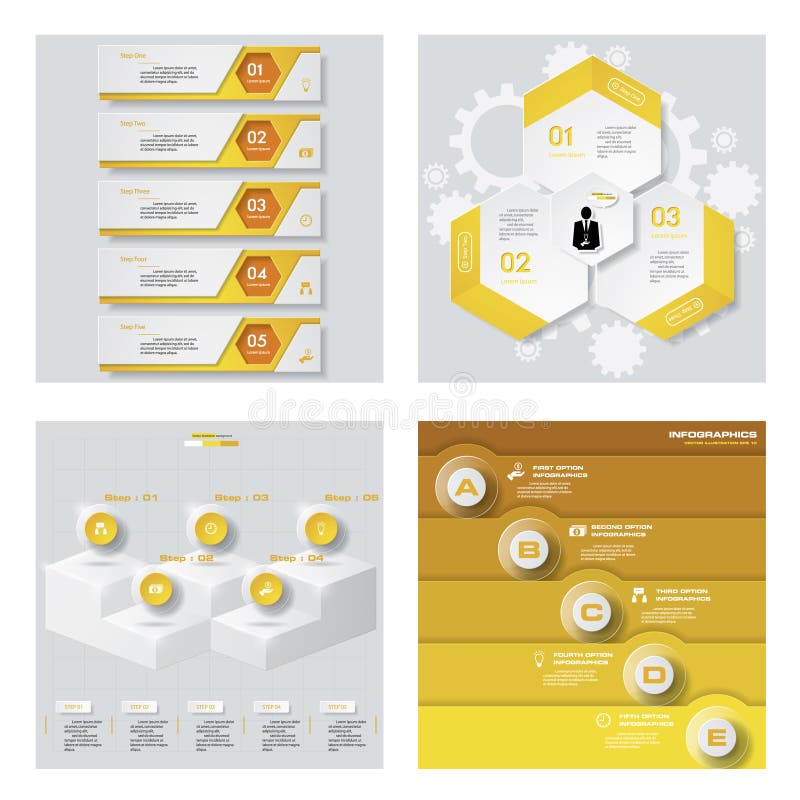 Collection of 4 Yellow Color Template/graphic or Website Layout. Vector ...