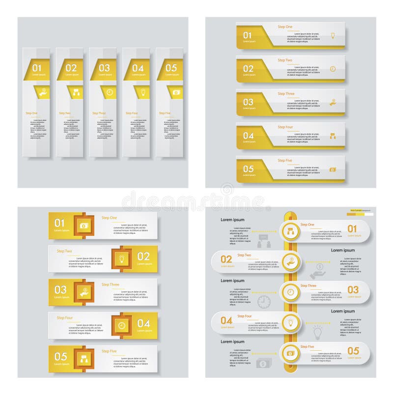 Collection of 4 Yellow Color Template/graphic or Website Layout. Vector ...