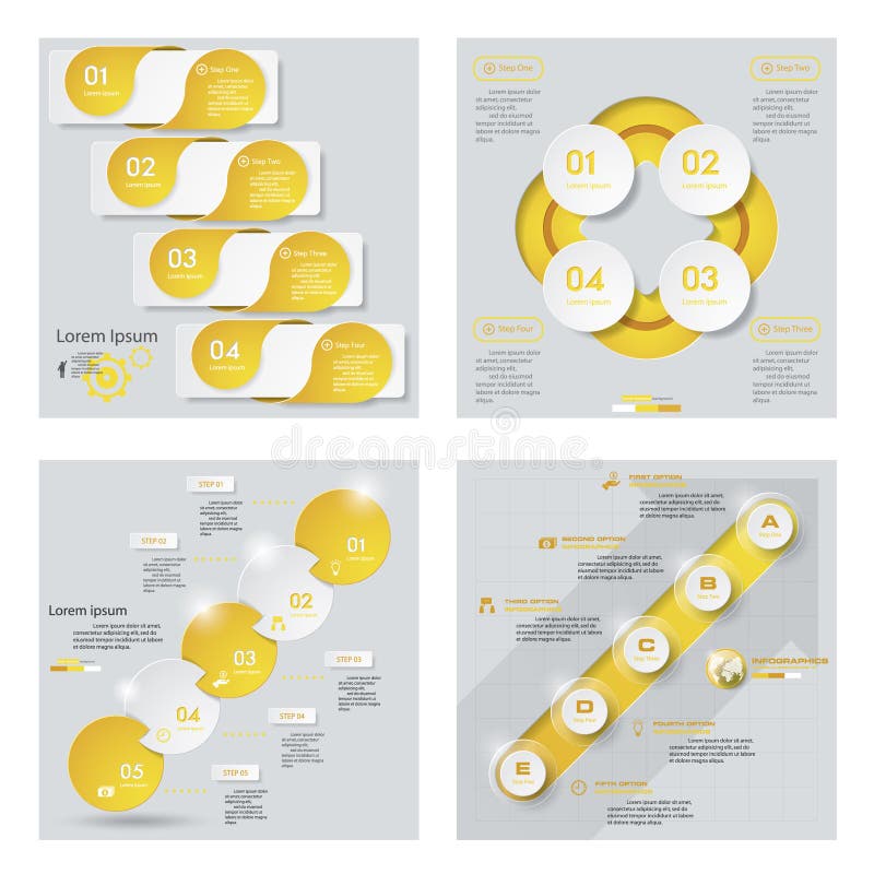Collection of 4 Yellow Color Template/graphic or Website Layout. Vector ...