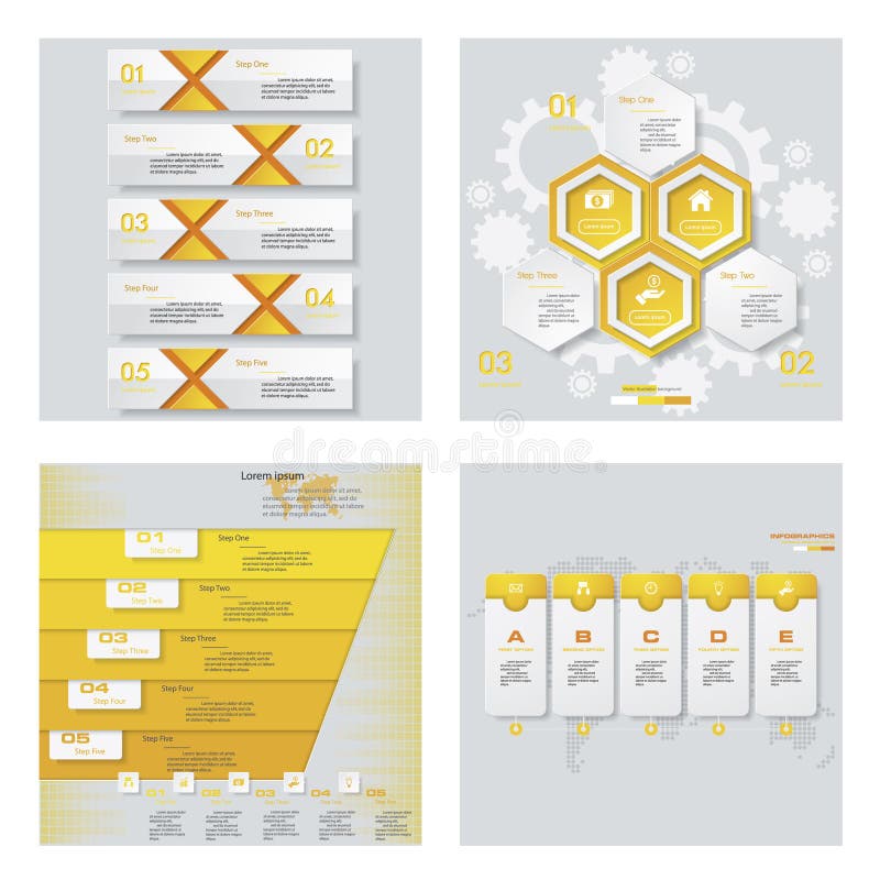 Collection of 4 Yellow Color Template/graphic or Website Layout. Vector ...