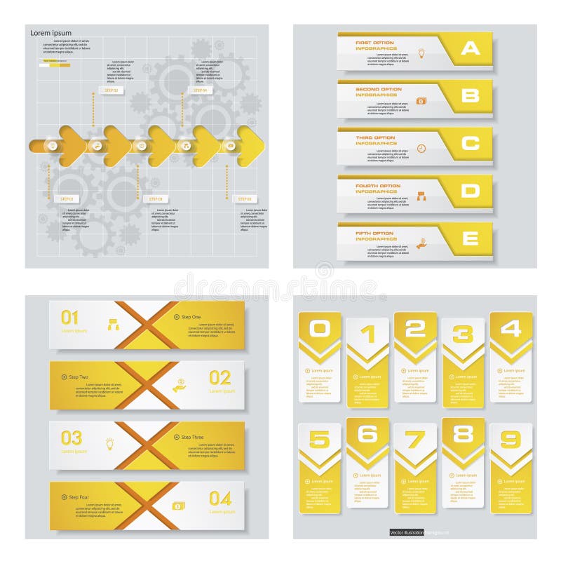 Collection of 4 Yellow Color Template/graphic or Website Layout. Vector ...