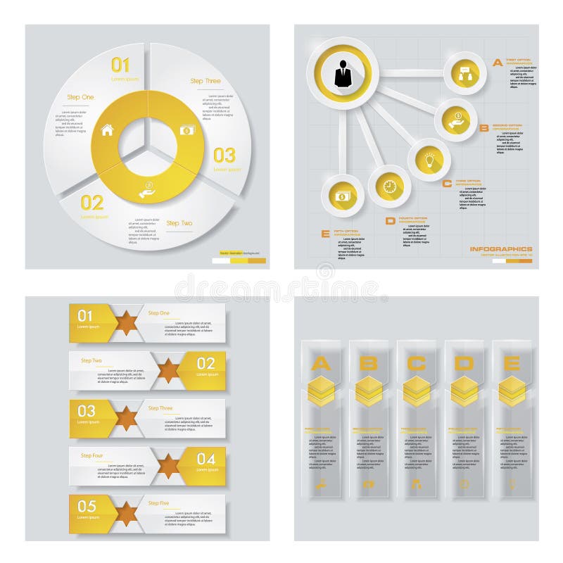 Collection of 4 Yellow Color Template/graphic or Website Layout. Vector ...