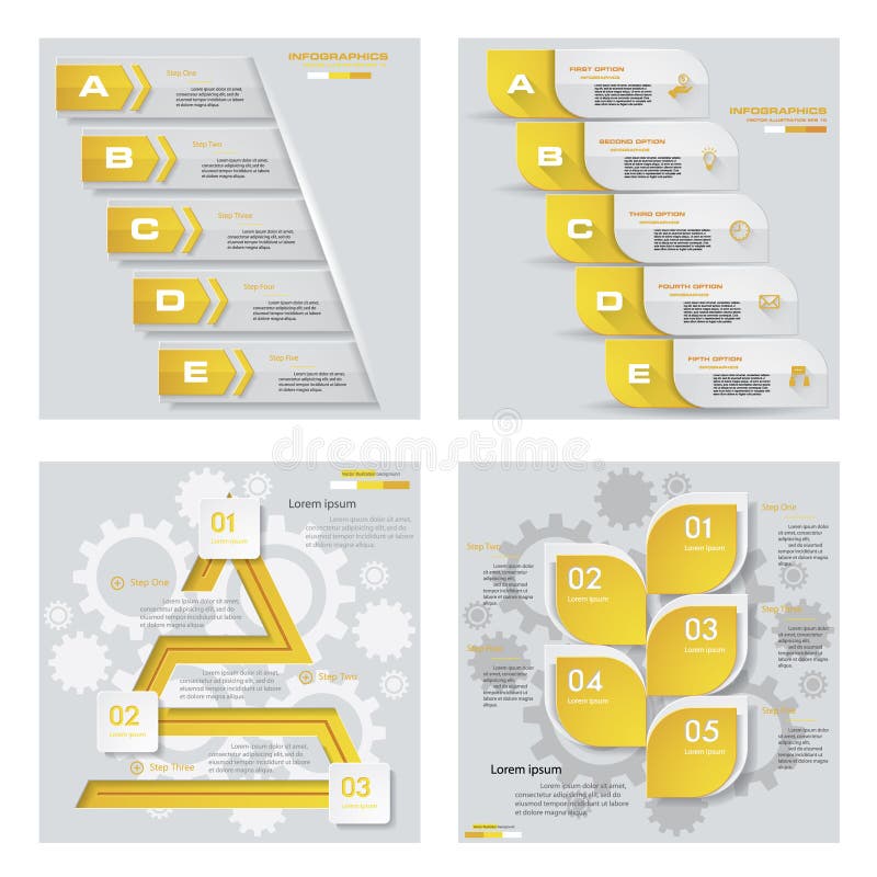 Collection of 4 Yellow Color Template/graphic or Website Layout. Vector ...