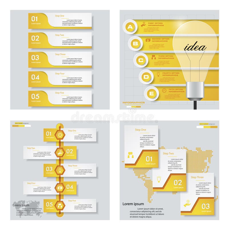Collection of 4 Yellow Color Template/graphic or Website Layout. Vector ...