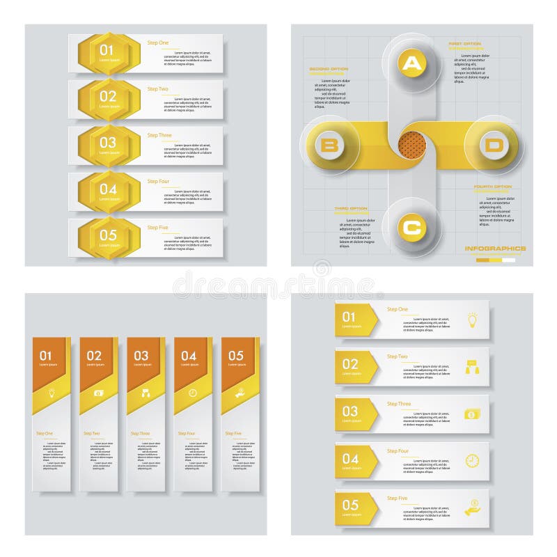 Collection of 4 Yellow Color Template/graphic or Website Layout. Vector ...