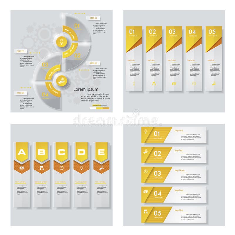 Collection of 4 Yellow Color Template/graphic or Website Layout. Vector ...