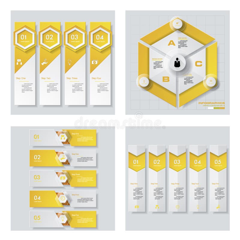 Collection of 4 Yellow Color Template/graphic or Website Layout. Vector ...