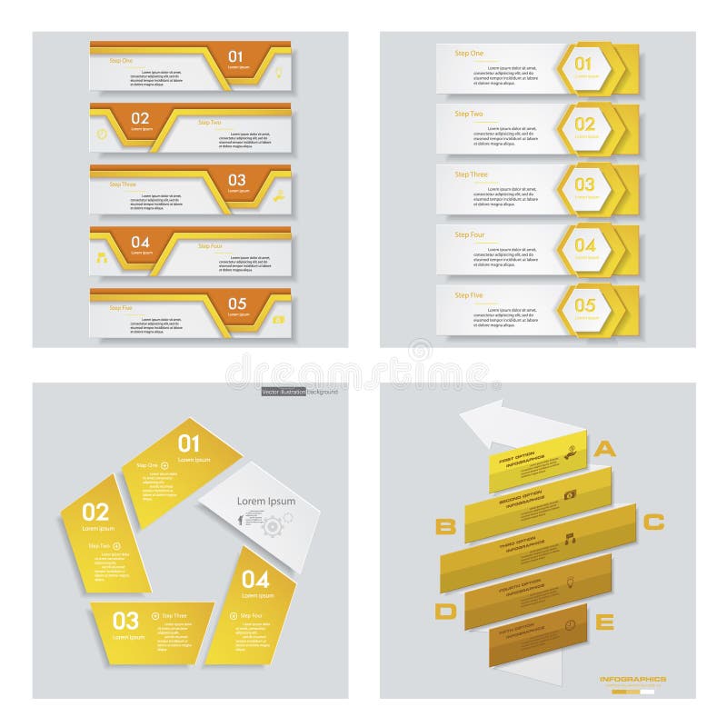 Collection of 4 Yellow Color Template/graphic or Website Layout. Vector ...