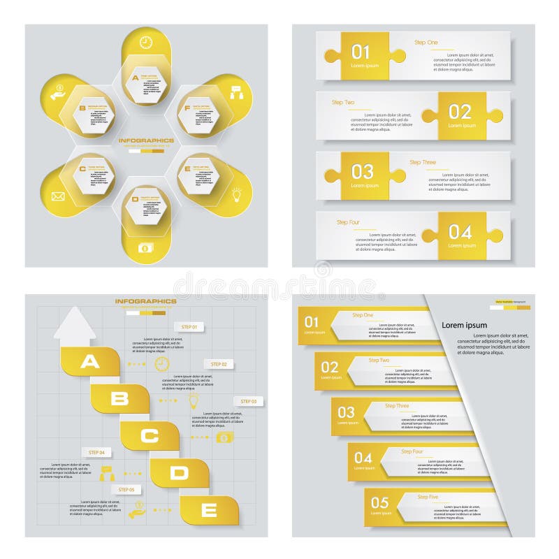 Collection of 4 Yellow Color Template/graphic or Website Layout. Vector ...