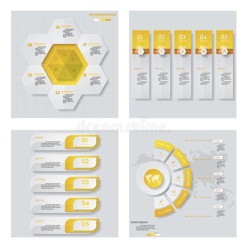 Collection of 4 Yellow Color Template/graphic or Website Layout. Vector ...