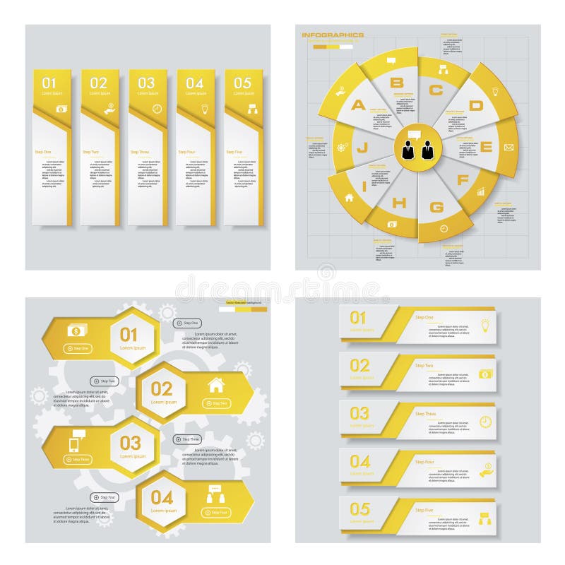 Collection of 4 Yellow Color Template/graphic or Website Layout. Vector ...