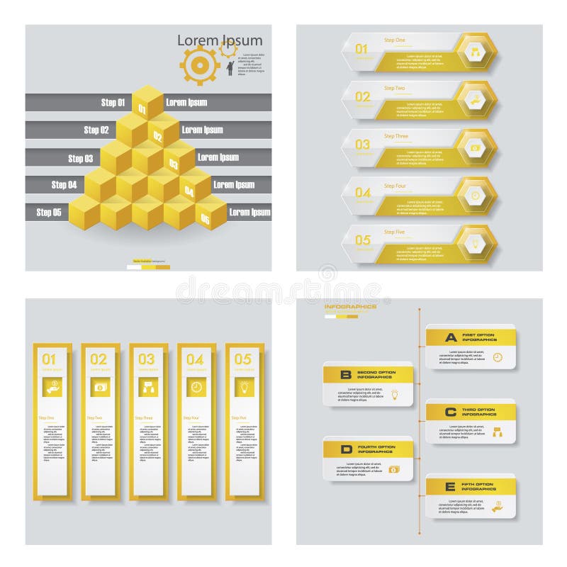 Collection of 4 Yellow Color Template/graphic or Website Layout. Vector ...