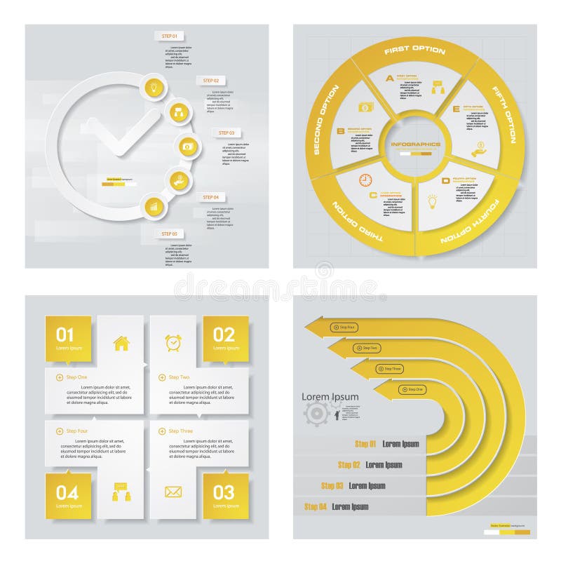 Collection of 4 Yellow Color Template/graphic or Website Layout. Vector ...