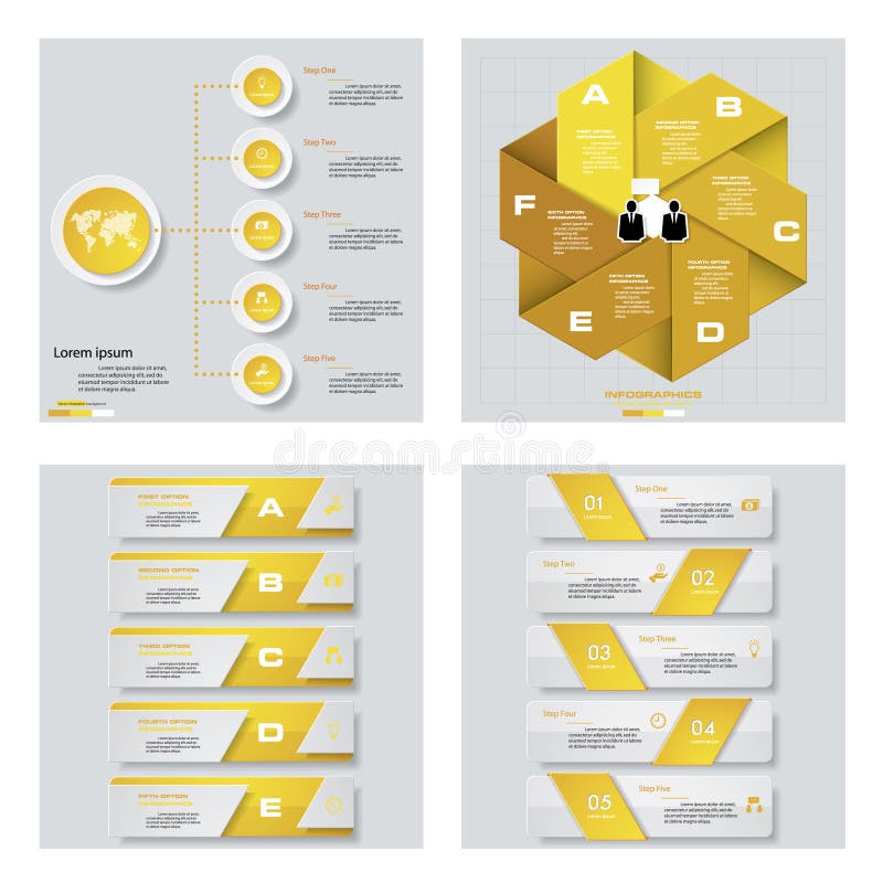 Collection of 4 Yellow Color Template/graphic or Website Layout. Vector ...