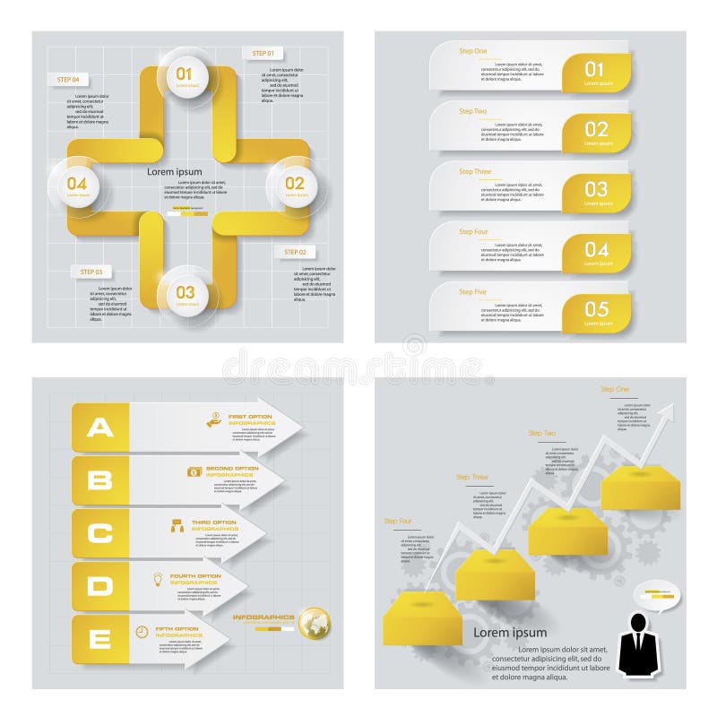 Collection of 4 Yellow Color Template/graphic or Website Layout. Vector ...