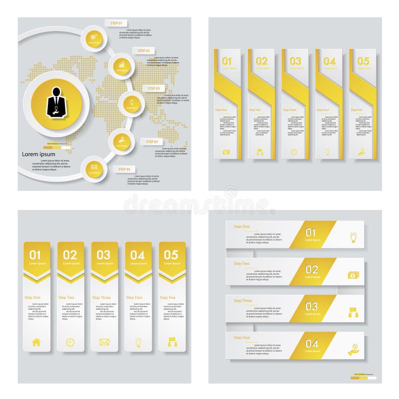 Collection of 4 Yellow Color Template/graphic or Website Layout. Vector ...