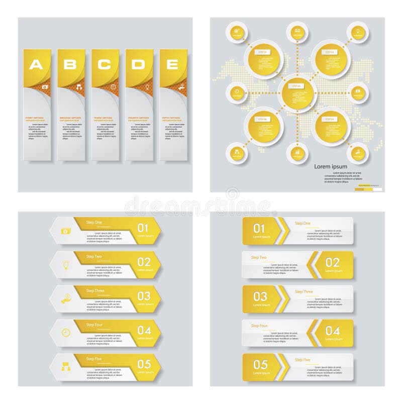 Collection of 4 Yellow Color Template/graphic or Website Layout. Vector ...