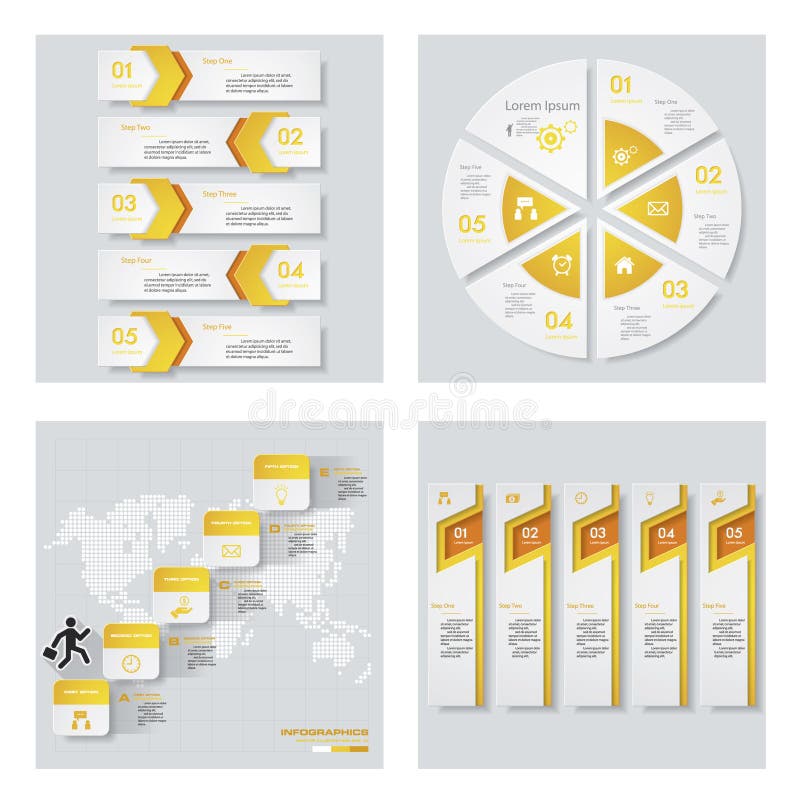 Collection of 4 Yellow Color Template/graphic or Website Layout. Vector ...
