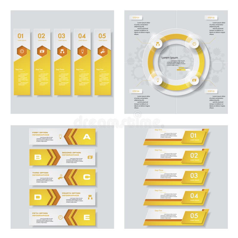 Collection of 4 Yellow Color Template/graphic or Website Layout. Vector ...