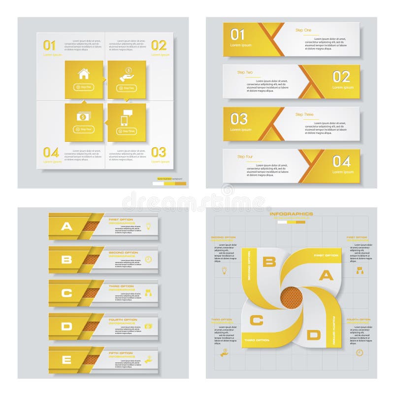 Collection of 4 Yellow Color Template/graphic or Website Layout. Vector ...