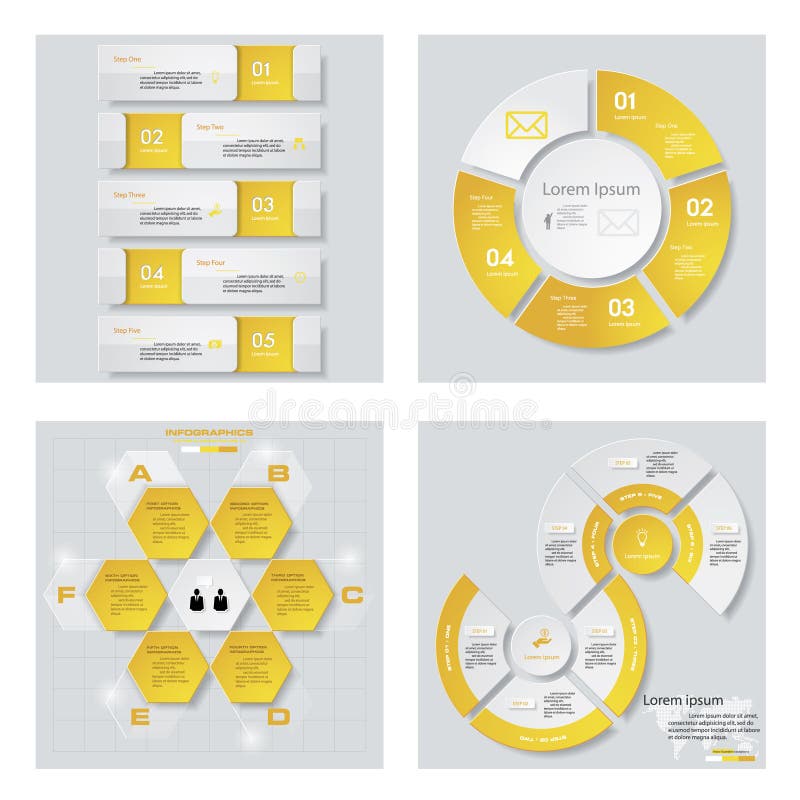 Collection of 4 Yellow Color Template/graphic or Website Layout. Vector ...
