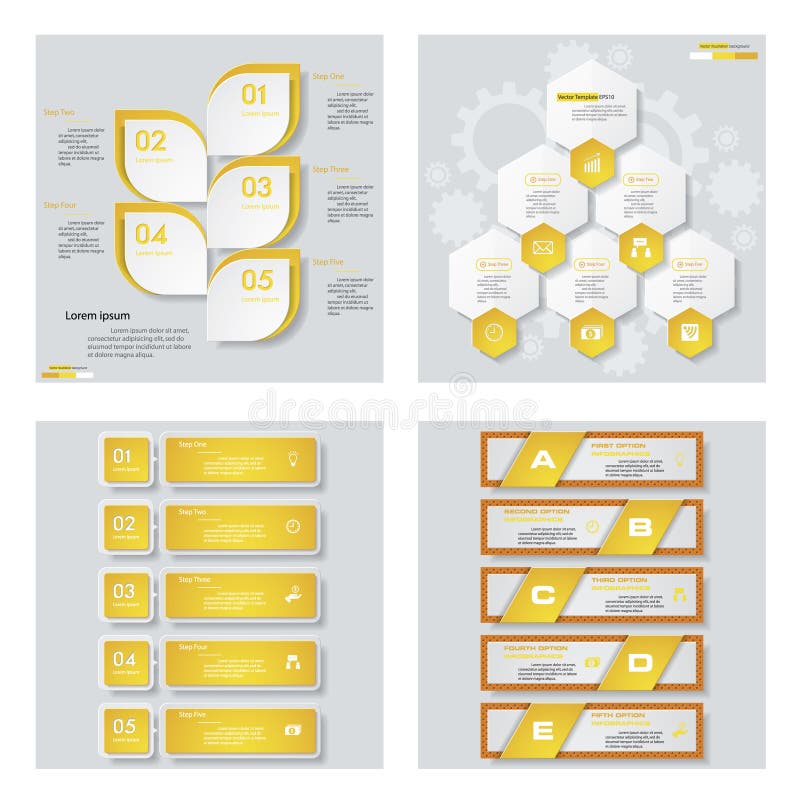 Collection of 4 Yellow Color Template/graphic or Website Layout. Vector ...