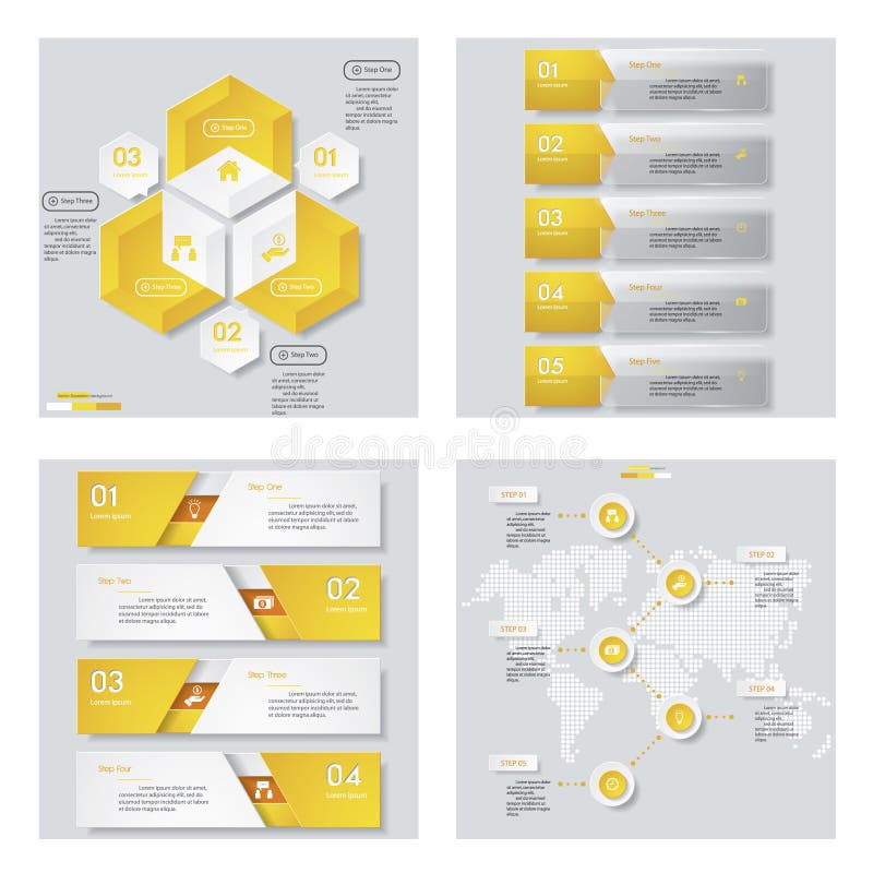 Collection of 4 Yellow Color Template/graphic or Website Layout. Vector ...