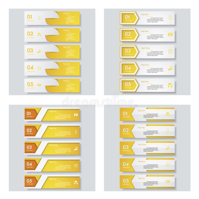 Collection of 4 Yellow Color Template/graphic or Website Layout. Vector ...