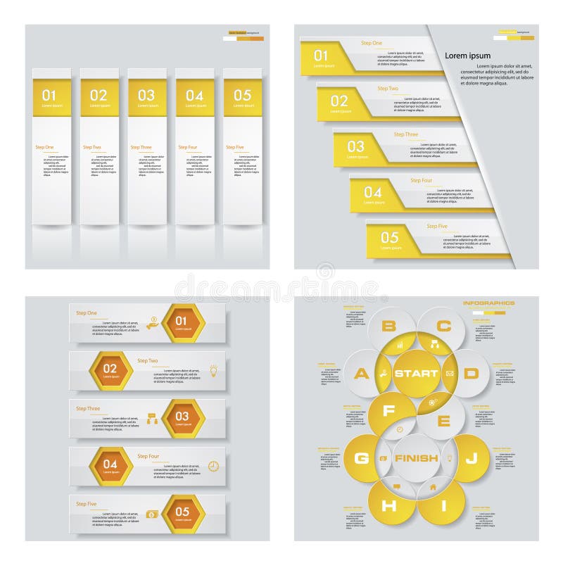 Collection of 4 Yellow Color Template/graphic or Website Layout. Vector ...