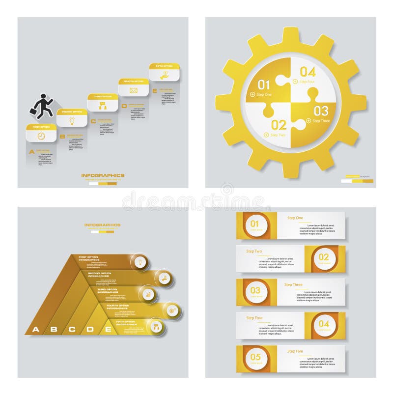 Collection of 4 Yellow Color Template/graphic or Website Layout. Vector ...