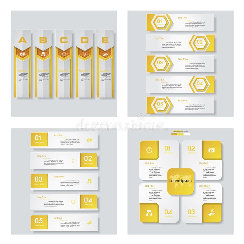 Collection of 4 Yellow Color Template/graphic or Website Layout. Vector ...