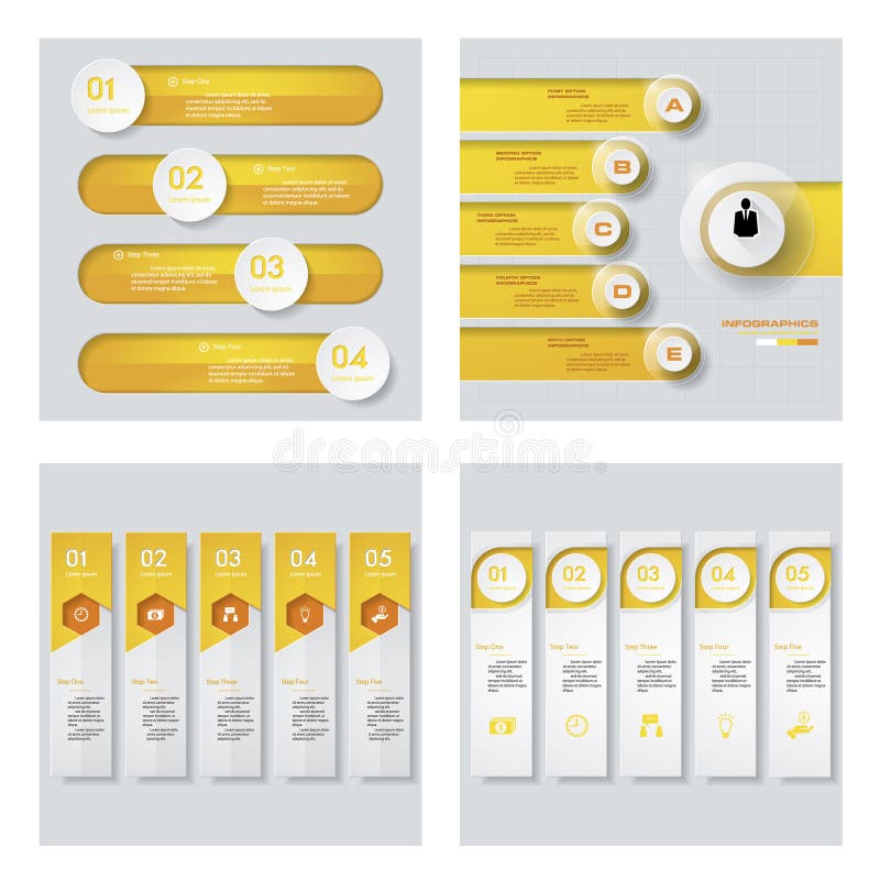 Collection of 4 Yellow Color Template/graphic or Website Layout. Vector ...