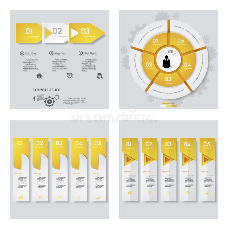 Collection of 4 Yellow Color Template/graphic or Website Layout. Vector ...