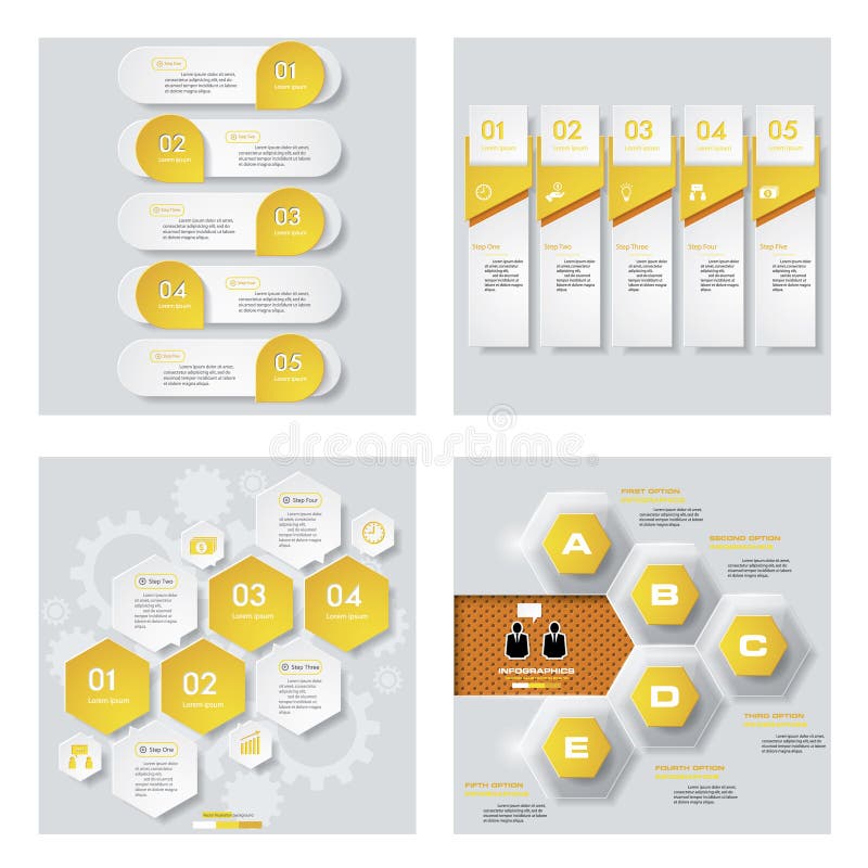 Collection of 4 Yellow Color Template/graphic or Website Layout. Vector ...