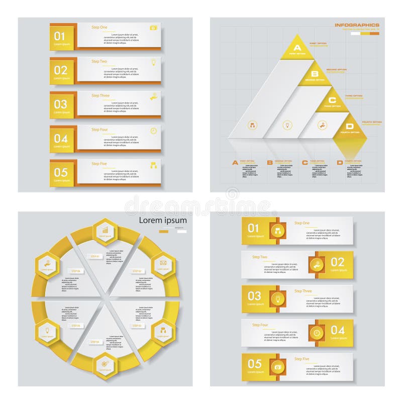 Collection of 4 Yellow Color Template/graphic or Website Layout. Vector ...