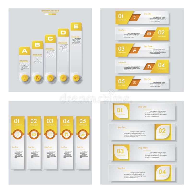 Collection of 4 Yellow Color Template/graphic or Website Layout. Vector ...
