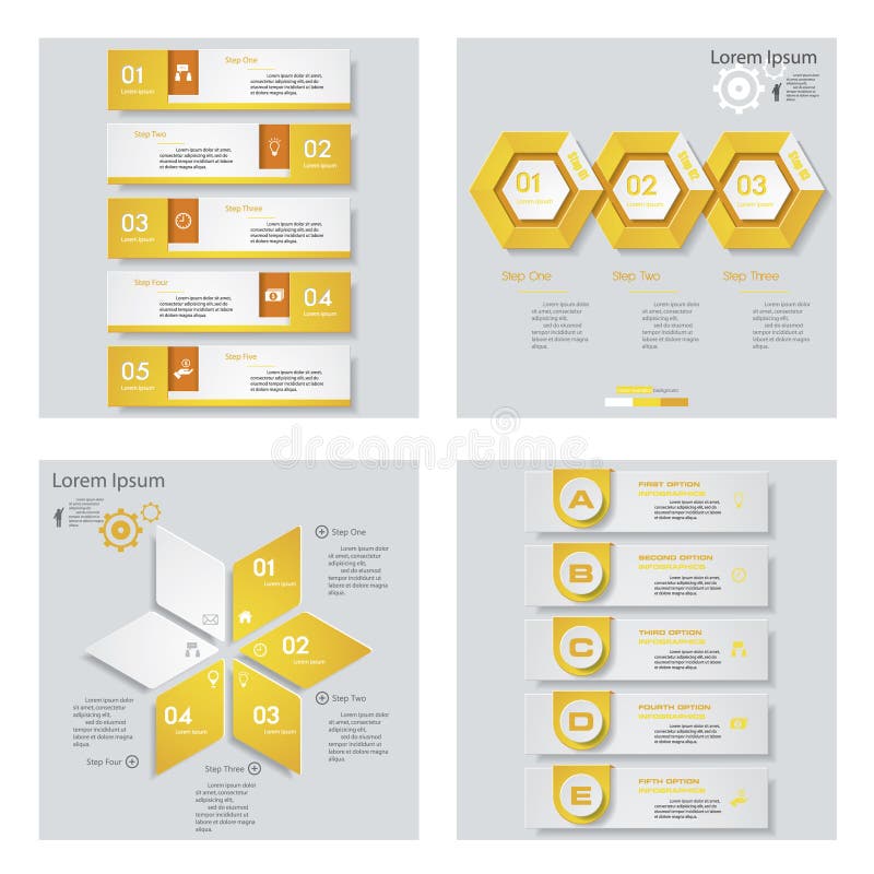 Collection of 4 Yellow Color Template/graphic or Website Layout. Vector ...