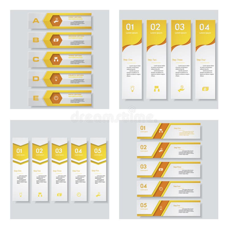 Collection of 4 Yellow Color Template/graphic or Website Layout. Vector ...