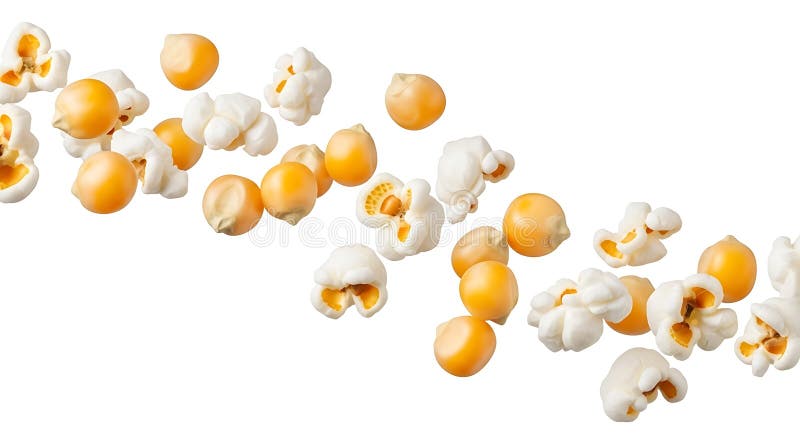 A Collection of Yellow Corn Kernels and Popped Popcorn Scattered ...