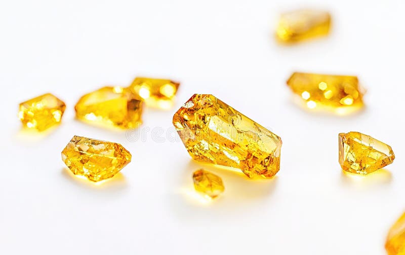 Shiny Yellow Crystals Scattered on a Light Background, Showcasing Their ...