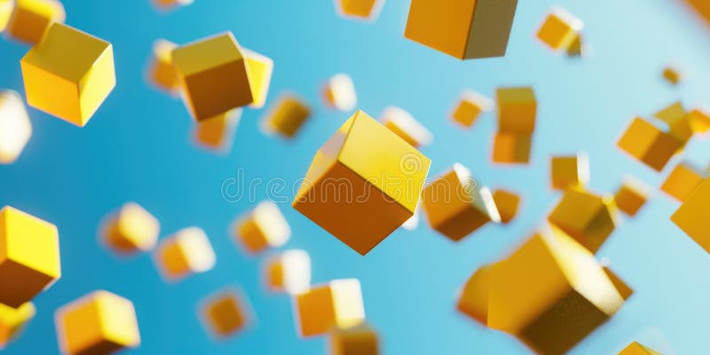 A Collection of Yellow Cubes Suspended in Mid-air. Ideal for Graphic ...