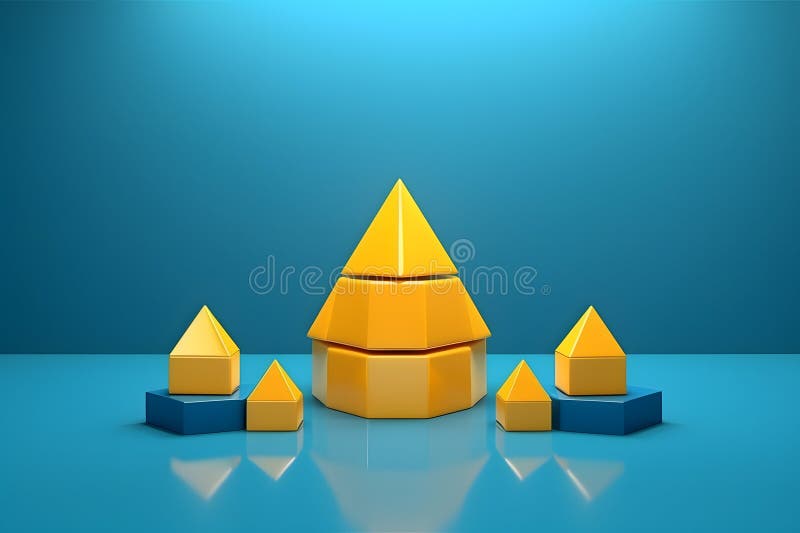 A Collection of Yellow Objects on Blue Background. AI Generated Stock ...