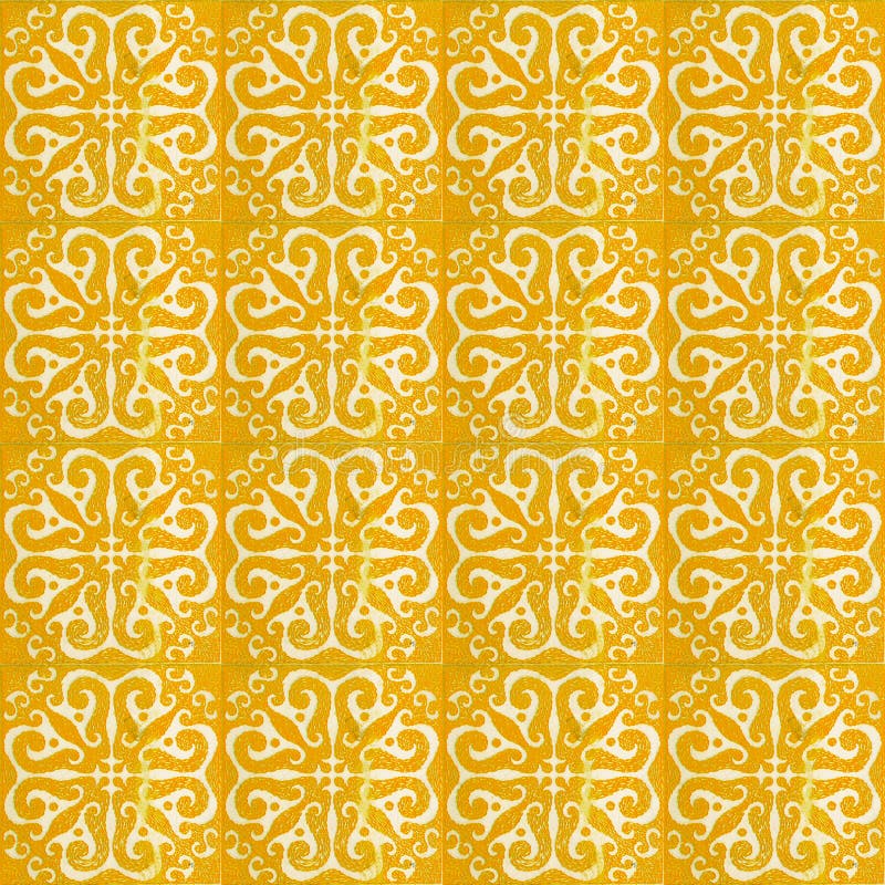 Collection of Yellow Patterns Tiles Stock Illustration - Illustration ...
