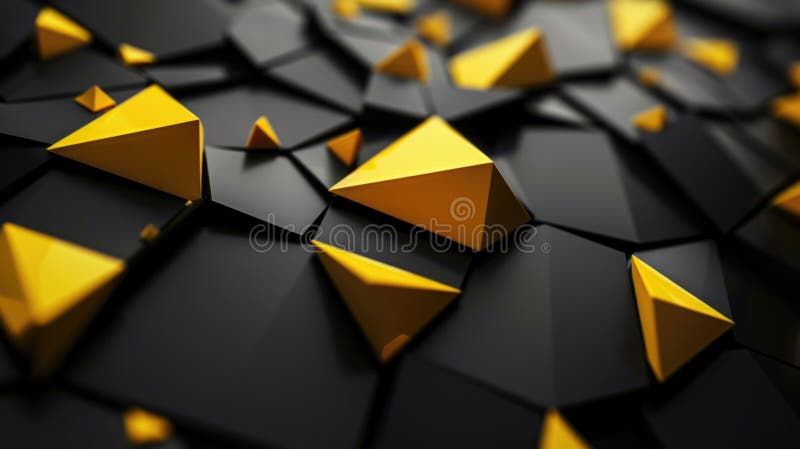 A Collection of Yellow Pyramids on a Dark Background. Suitable for ...