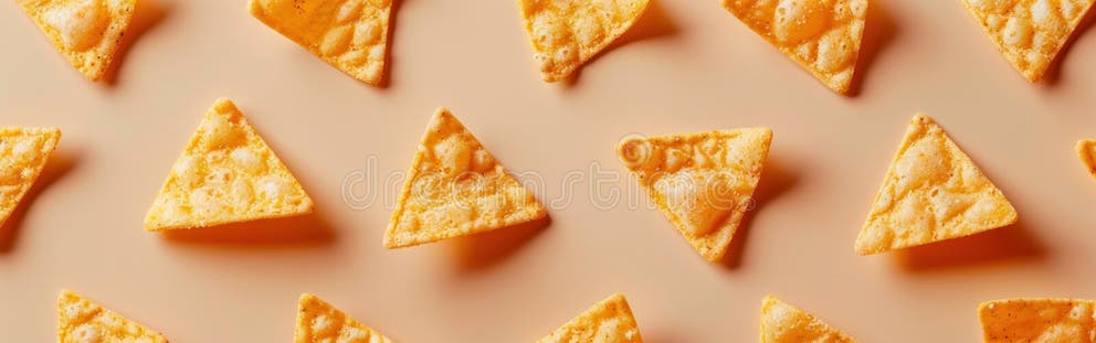 A Collection of Yellow Triangular Corn Chips Laying on a Table in a ...
