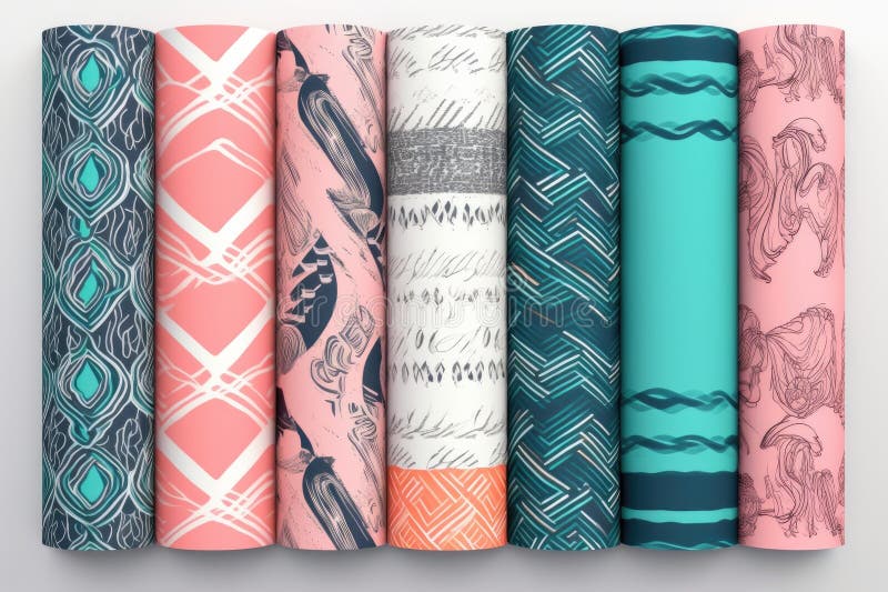 Collection of Yoga Mat Patterns in Different Colors and Styles Stock ...
